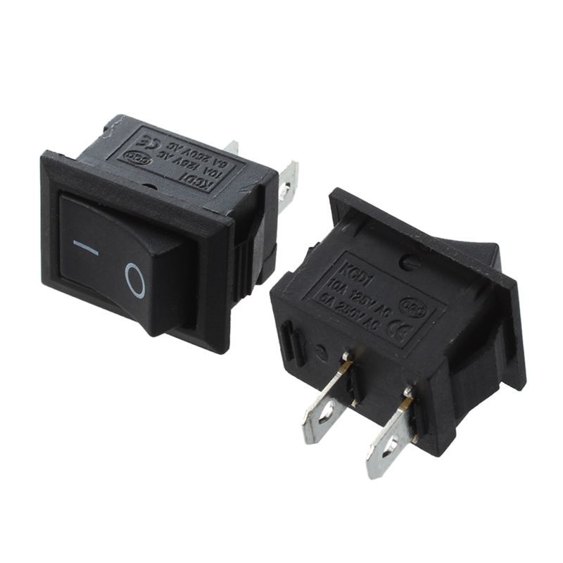 10 Pcs SPST Mini Black 2 Pin Rocker Switch AC 125V 10A 250V 6A | Shopee ...