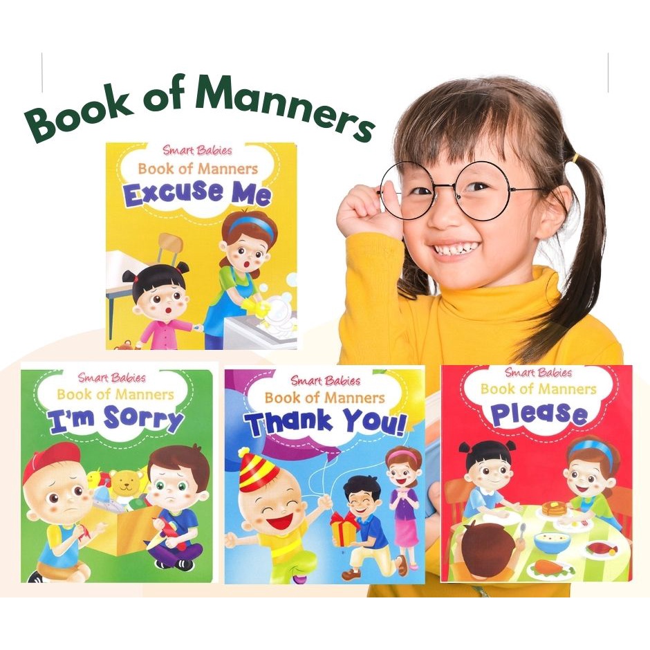 Smart Babies Good Manners Board Books for Toddlers Series 1 Excuse Me, Please, I'm Sorry, Thank ...