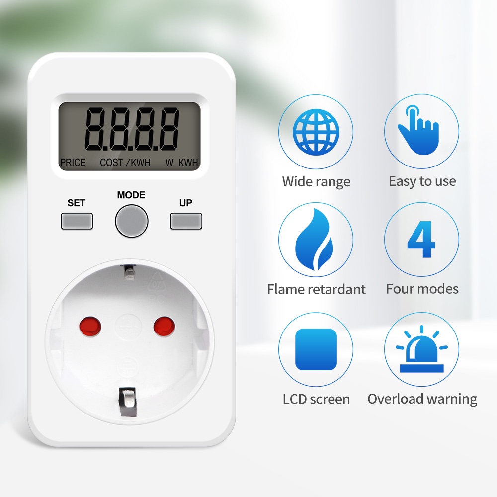 AC 230V 16A 3680W EU Plug Digital Power Monitor Energy Meter Wattmeter ...