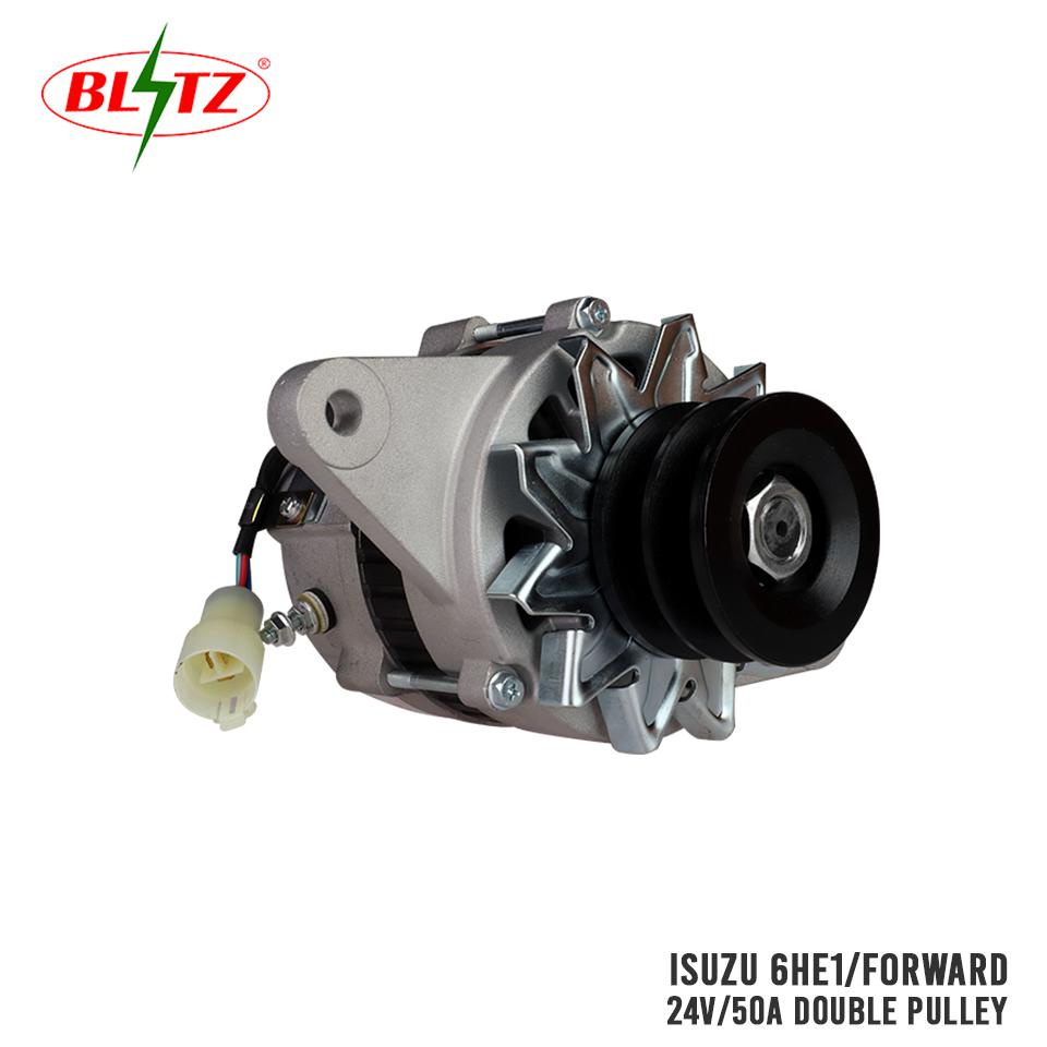 BLITZ ALTERNATOR ASSEMBLY /ISUZU 6HE1/FORWARD / 24V/50A /DOUBLE PULLEY ...