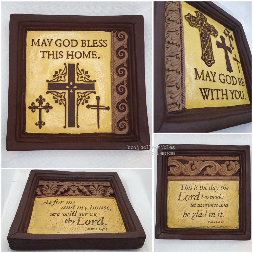 Religious/Bible Verse Wall Plaque Antique Carved Stone Style Size: 8 ...