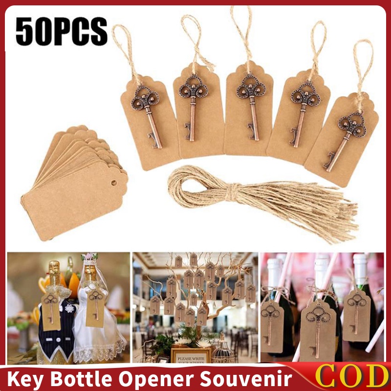 50Pcs Vintage Style Key Bottle Opener Bar Beer Keyring Wedding Creative ...