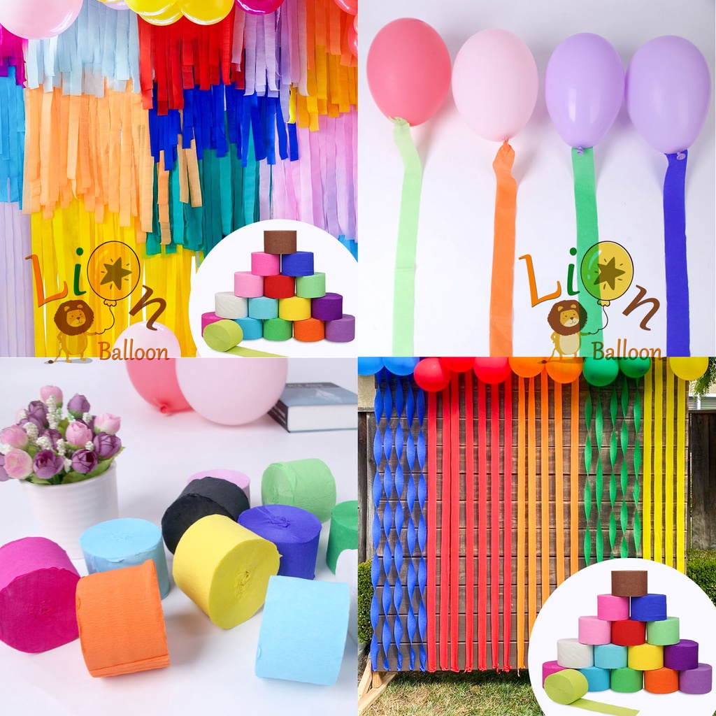 12pcs/pack CREPE PAPER Streamer Roll Decoration 10m*2.5cm | Shopee ...