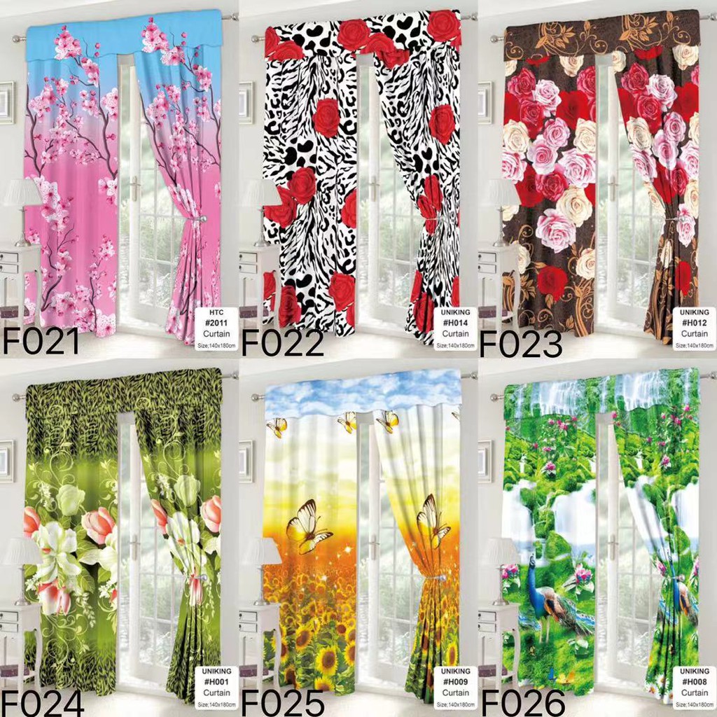 New 5D Fashion Flower Curtain 1pc (Size : 140cm ×180cm) ② | Shopee ...