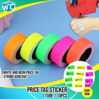 1 tube / 10pcs White and Neon Price Tag Sticker Pricing Price Tagger ...