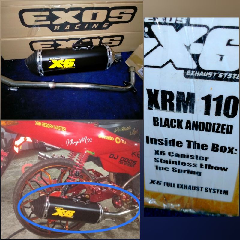 New Exos X6 Pipe For Honda XRM 110 (plug and play ) | Shopee Philippines
