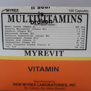Multivitamins (MYREVIT)100 CAPSULES / BOX | Shopee Philippines
