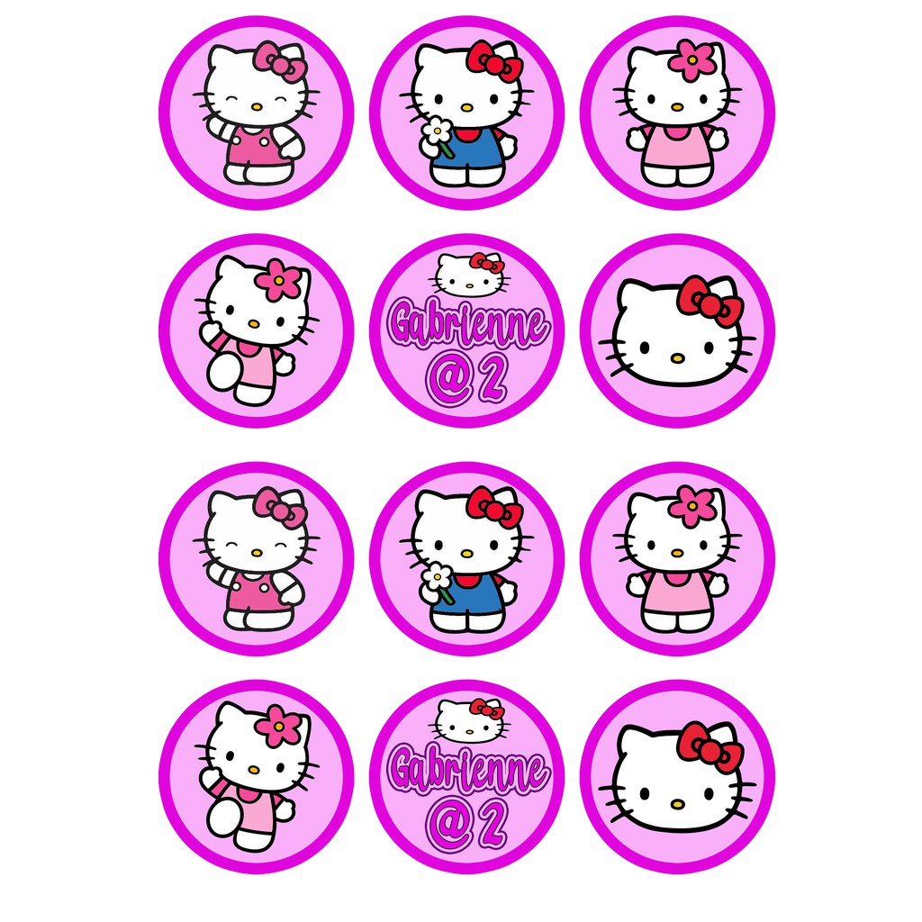 12 PCS HELLO KITTY CUPCAKE TOPPER WITH CUSTOMIZED NAME AND AGE | Shopee ...