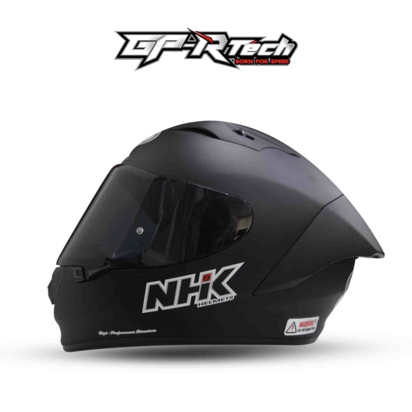 NHK Helmet GPR TECH V2 Solid Black Doft Long Spoiler Double D Ring ...
