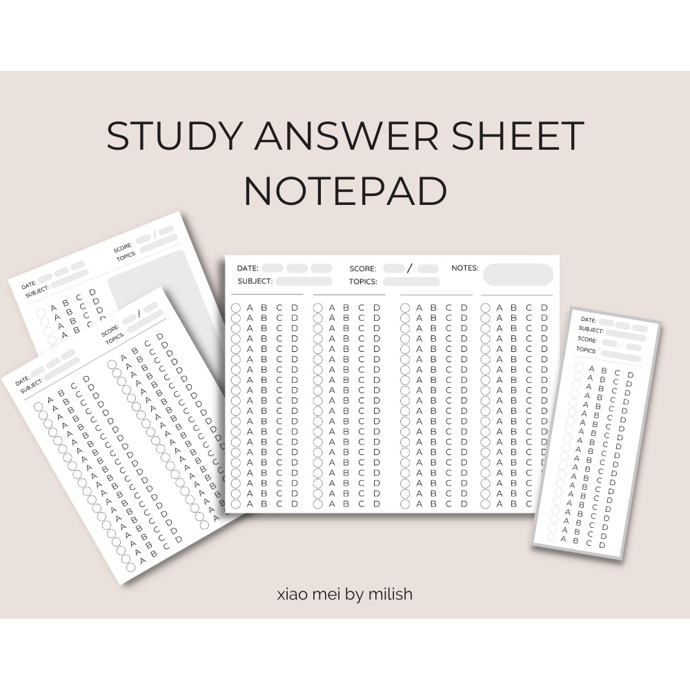 Study Answer Sheet Notepad | ABCD Multiple Choice | Review Notepad ...