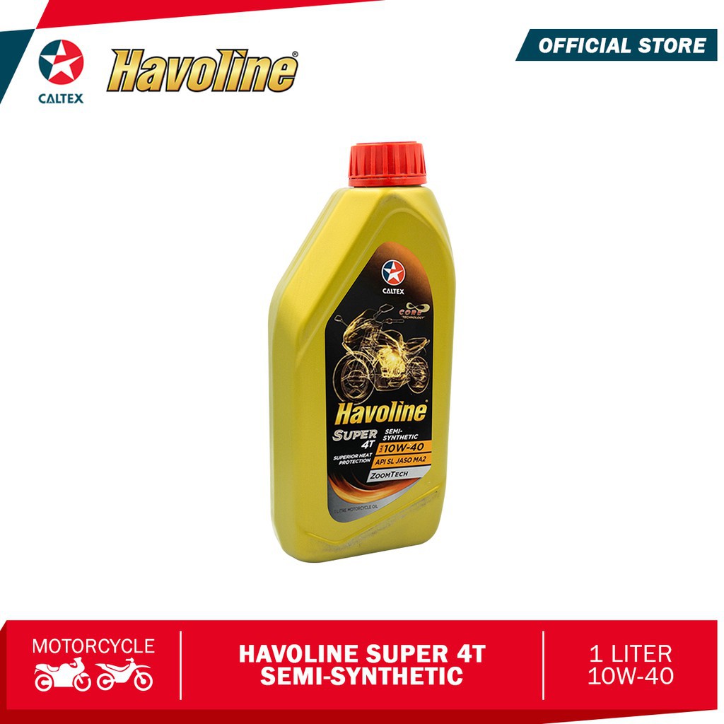Caltex Havoline Super 4T Semi Synthetic SAE 10W40 1 Liter oil Gold ...