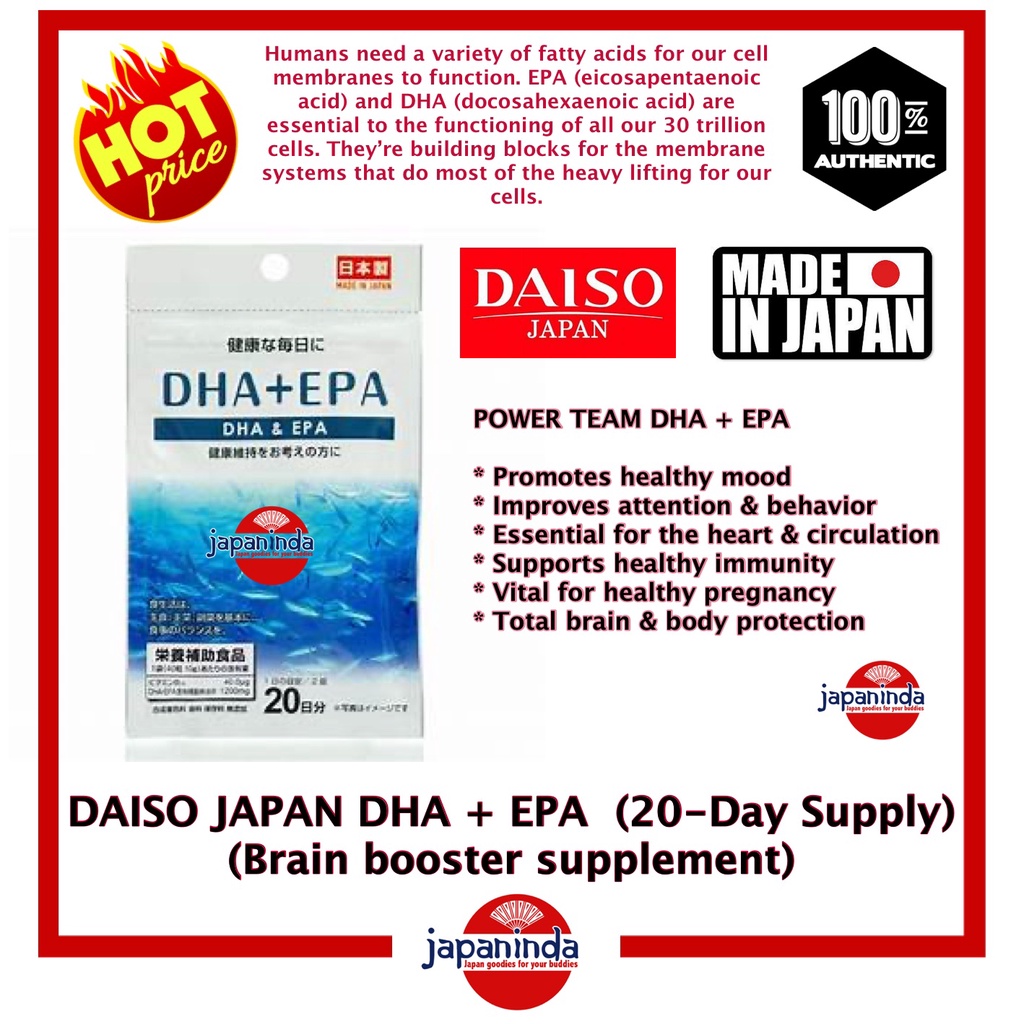 DAISO JAPAN DHA + EPA (Brain Booster Supplement) 20-Day supply 100% ...