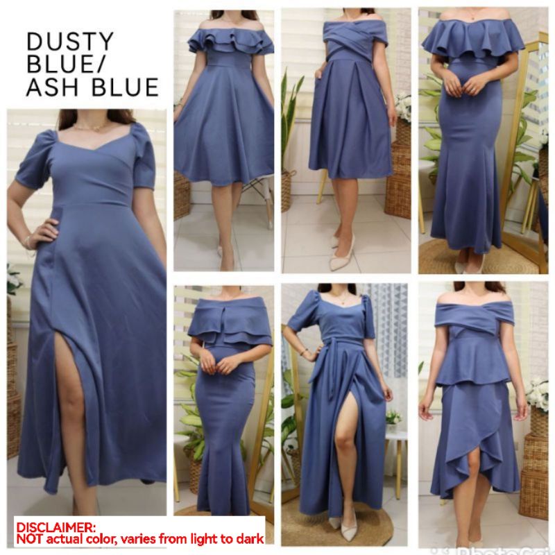 DUSTY BLUE/ASHBLUE COLOR FORMAL DRESS | Shopee Philippines