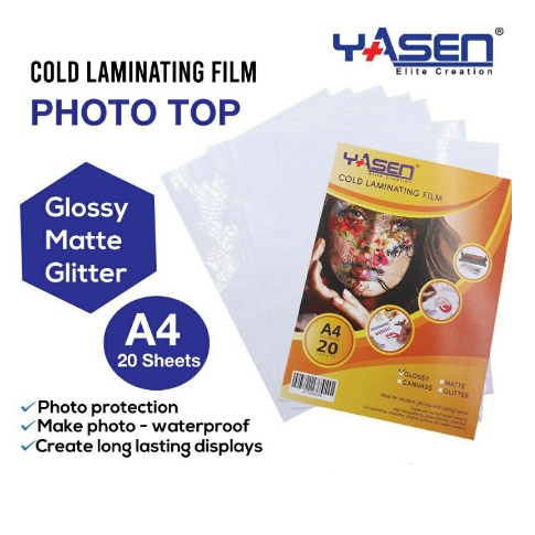 YASEN Cold Laminating Film Photo Top A4 Glossy | Matte | Glitter 20 ...
