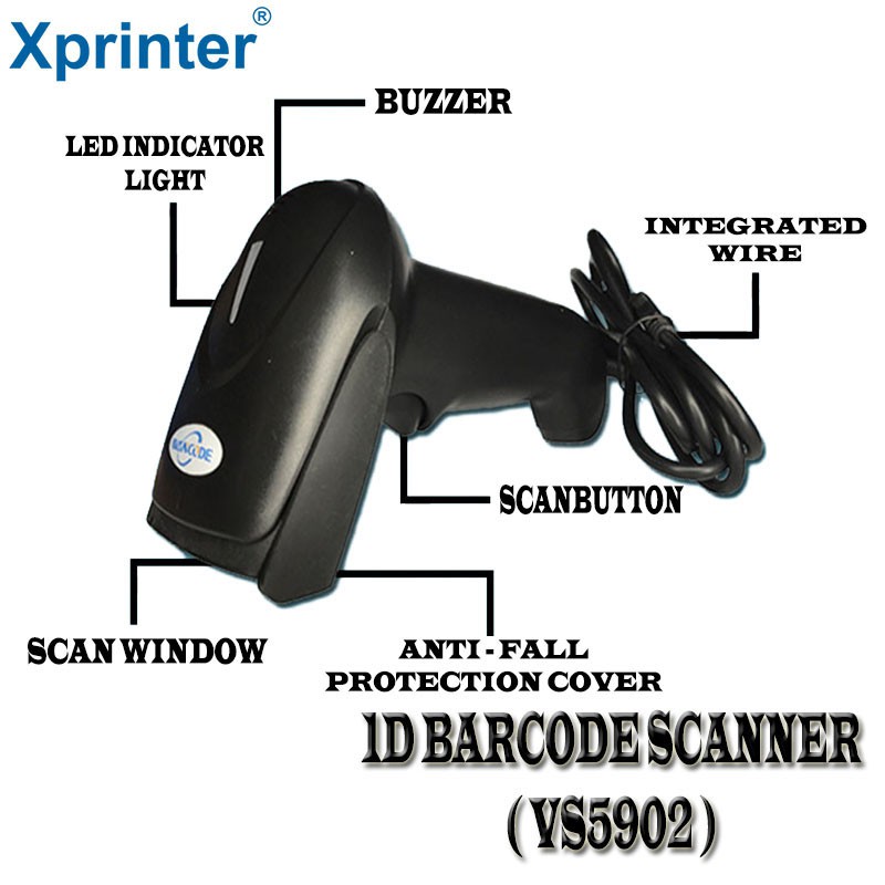 Xprinter XP-5902 Handheld 1D Barcode Scanner Wired + XP-58IIH Bluetooth ...