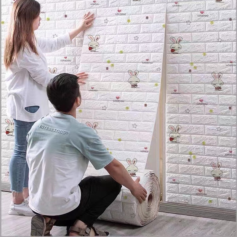 Wallpaper 3d design wall decor foam brick wall paper adhesive ...