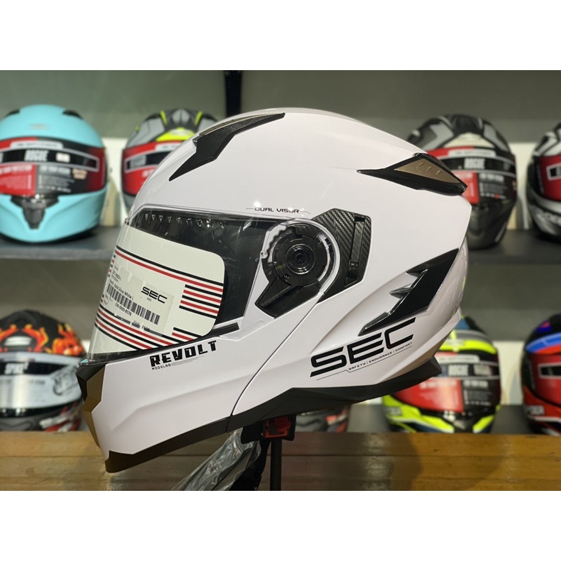 SEC REVOLT Modular Dual Visor Helmet with Free Extra Smoke Visor and ...