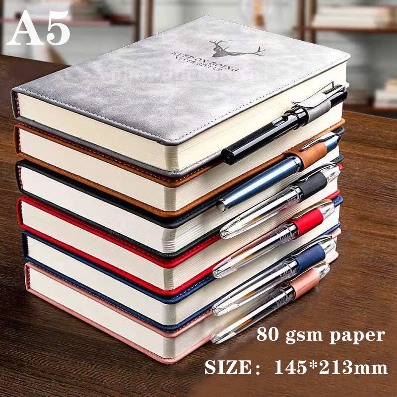 A5 notebook super thick notepad skin feeling leather diary school ...