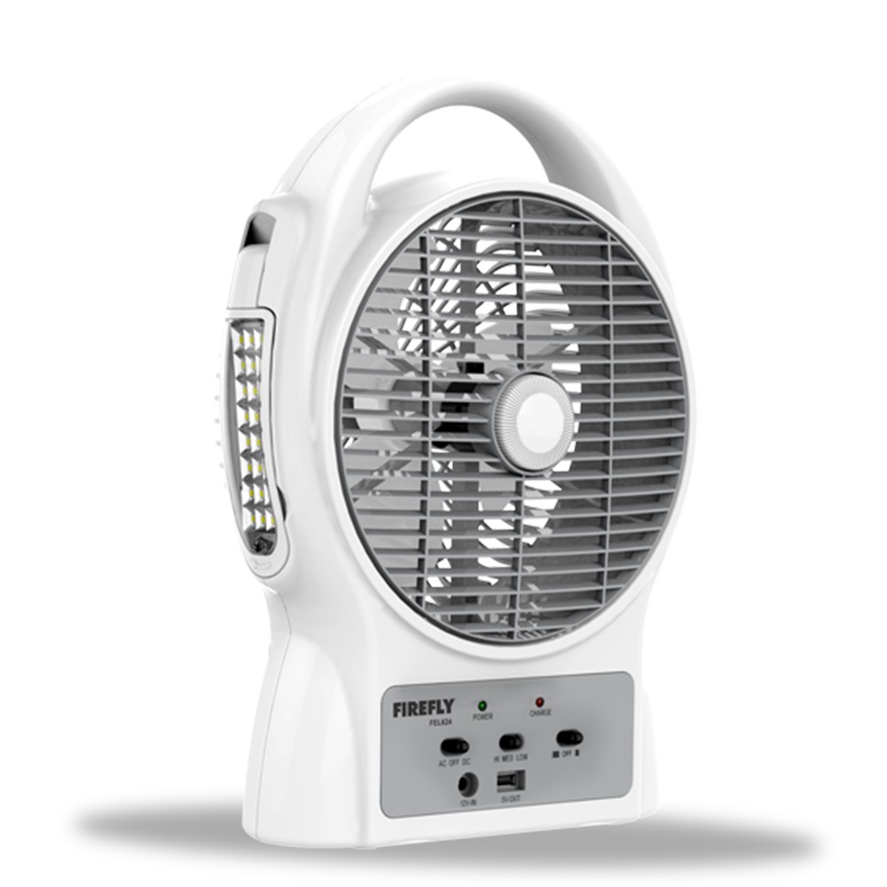 Firefly FEL624 Firefly Rechargeable 8” Oscillating 3-Speed Fan w/ USB ...