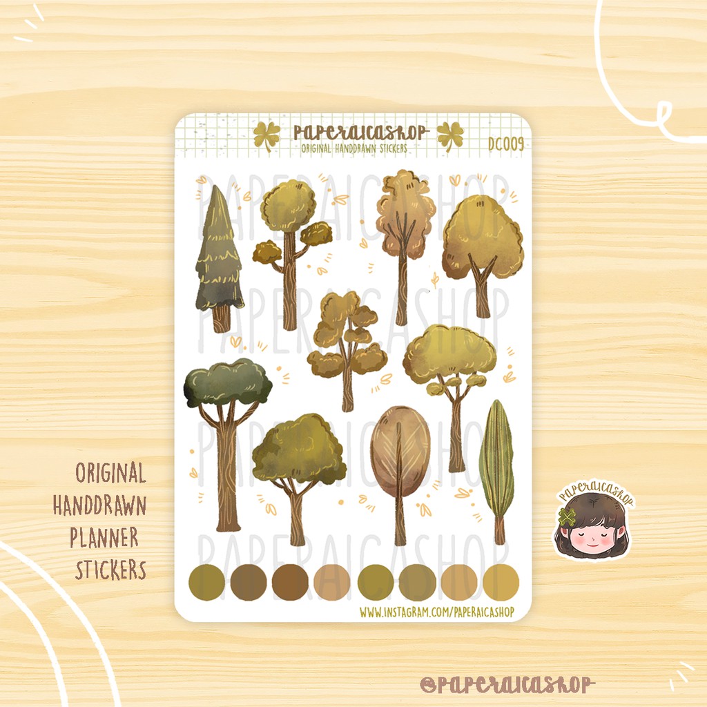 Cute Trees Planner Stickers, Vintage Stickers, Aesthetic Stickers ...