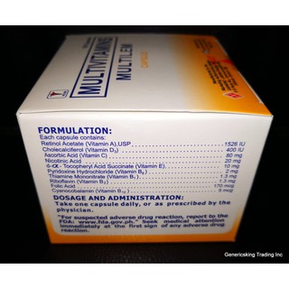 (GENERIC CLUSIVOL) MULTIVITAMINS x 100 CAPS (with Ascorbic Acid ...