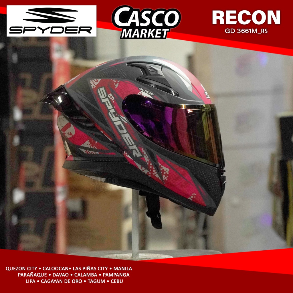 SPYDER RECON2 GD SLADE FULL FACE DUAL VISOR MOTORCYCLE HELMET (WITH ...