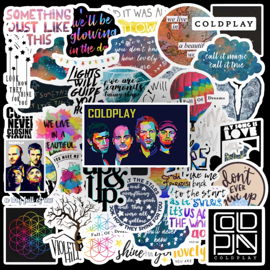 50 pcs. COLDPLAY stickers A HEAD FULL OF DREAMS | water proof | COLD ...