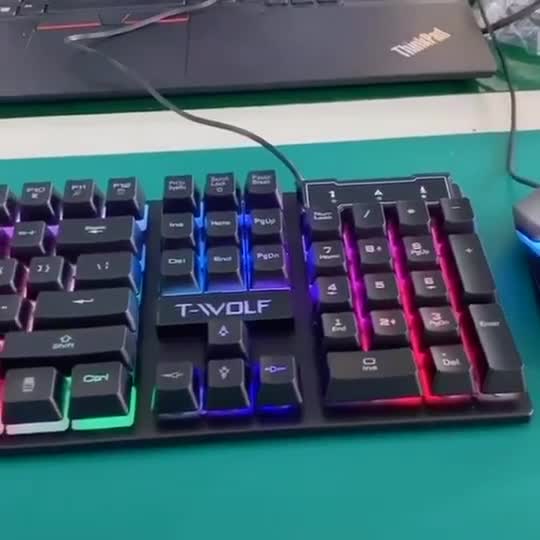 【In Stock】T-WOLF TF200 T20 Rainbow LED Gaming Keyboard And Mouse Combo ...