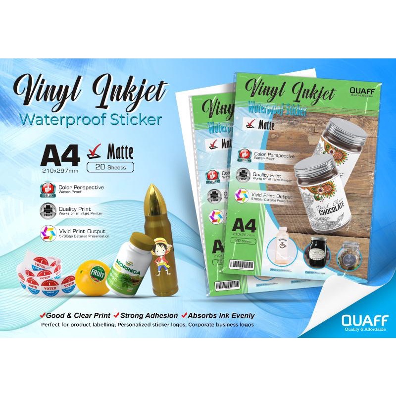 Quaff vinyl sticker waterproof A4 20sheets | Shopee Philippines
