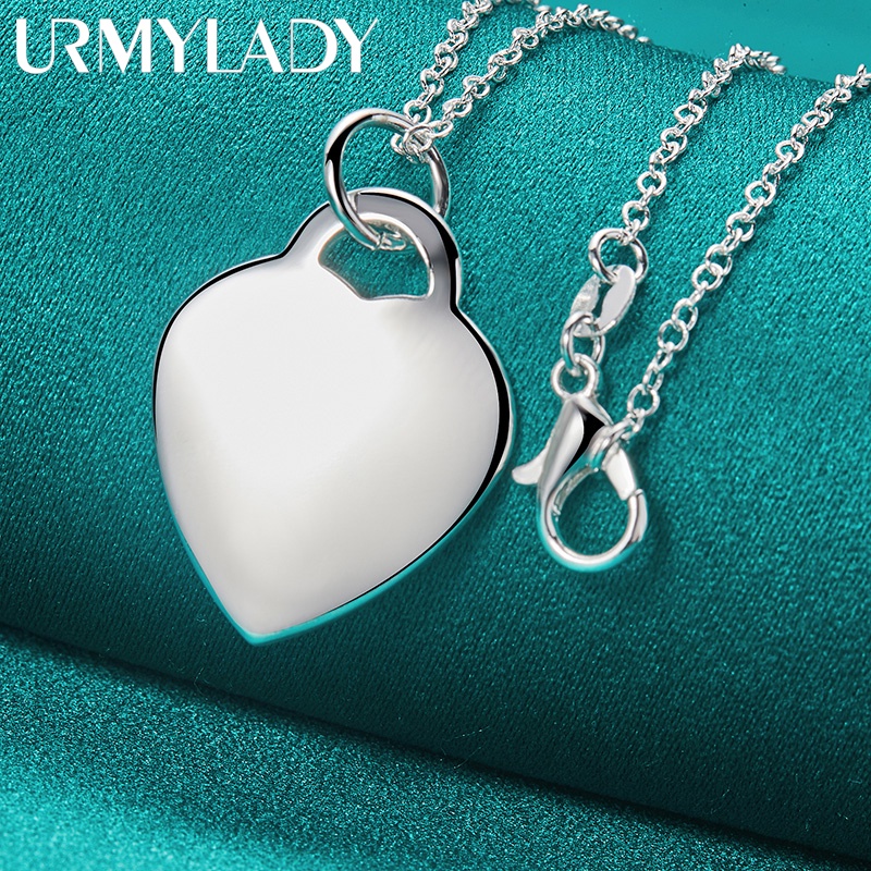 URMYLADY 925 Sterling Silver Heart Pendant 16-30 Inch Necklace Snake ...