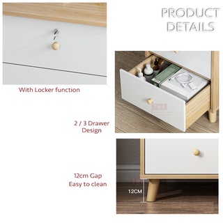 LIVING three-layer drawer with lock bedside table side table bedroom ...