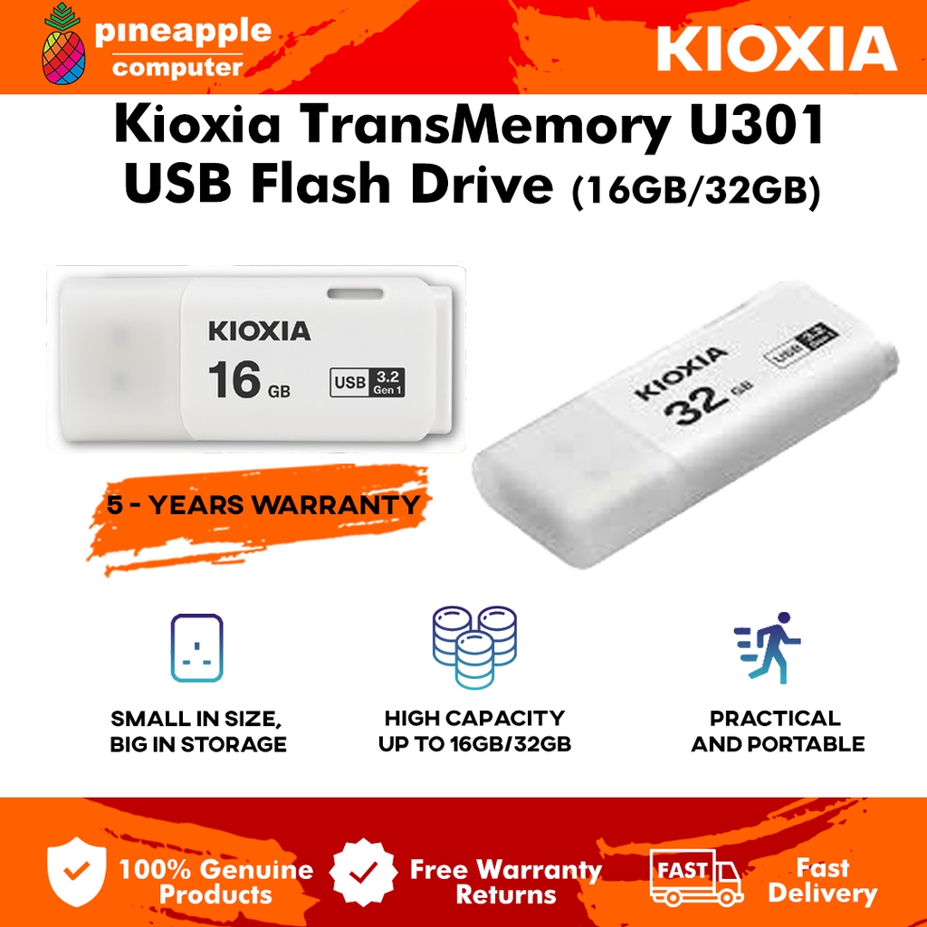 Kioxia Transmemory U301 USB 3.2 Gen 1 Flash Drive (16GB/32GB) | Shopee ...
