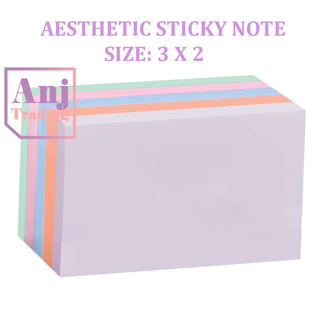 100 sheets 3x2" Aesthetic Pastel Sticky Notes School and Office ...