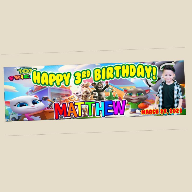 18x60" Talking Tom Tarpaulin Birthday Banner | Shopee Philippines