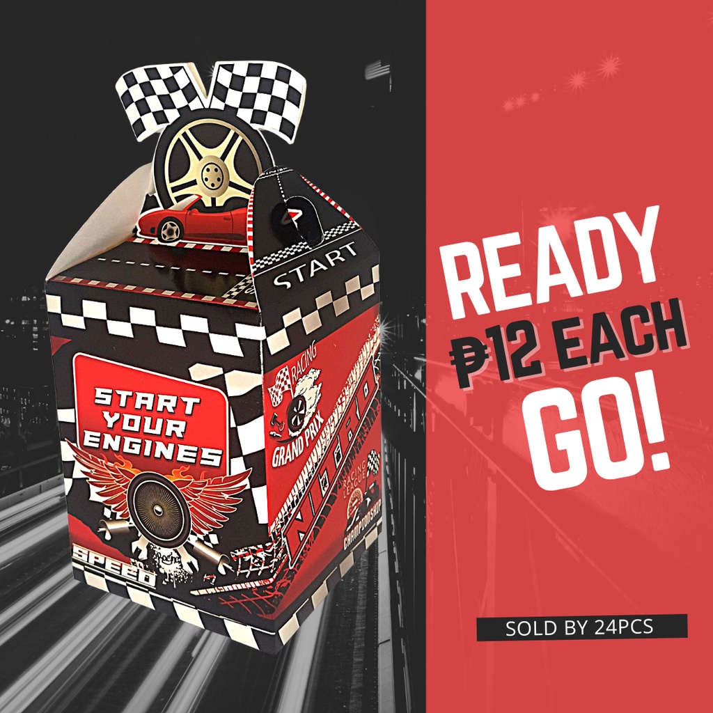 FP1056 (24 PCS) Racing Race Car Gift Loot Bag Box Souvenir Giveaway ...
