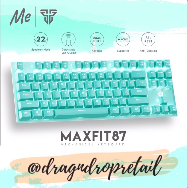 FANTECH MAXFIT87 MK856 Mint Edition TKL RGB Mechanical Gaming Keyboard ...
