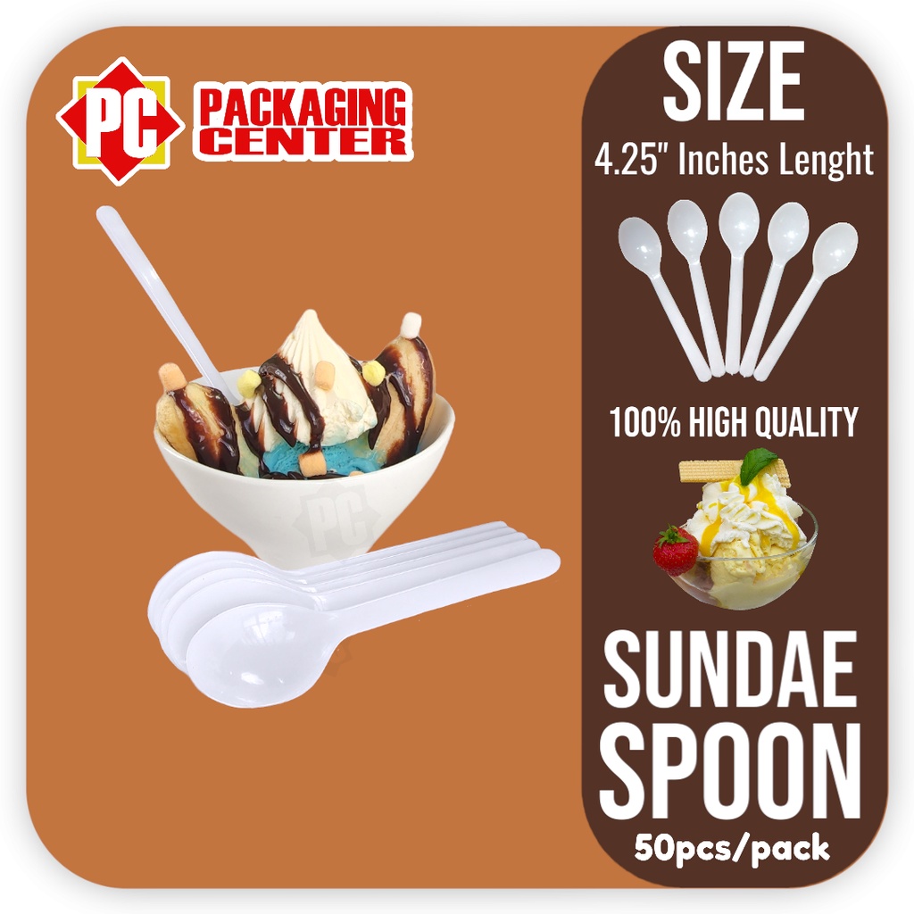 Sundae Spoon White by 50pcs per pack, Pc Packaging Center | Shopee ...