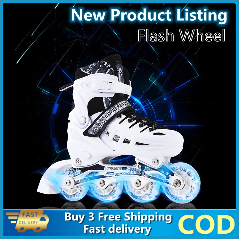 Flat Roller skates Skating Shoes Sliding Inline Sneakers 4 wheels 1 Row ...