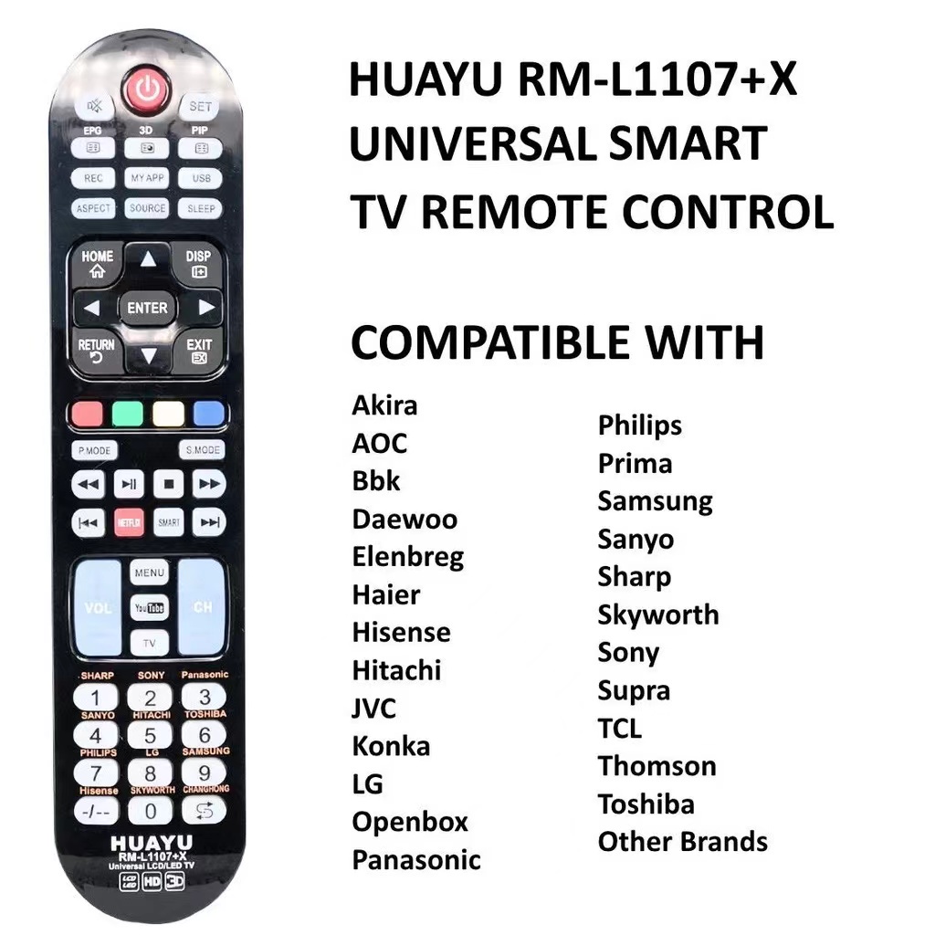 RM-L1107+X HUAYU UNIVERSAL SMART LCD LED TV REMOTE CONTROL | Shopee Philippines