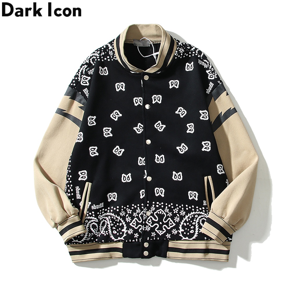 High Street Cashew Flower Lightning Sleeve Raglan Bomber Jacket Men ...