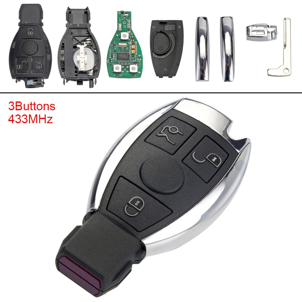 433MHz 3 Buttons Keyless Uncut Flip Remote Key Fob for Mercedes Benz ...