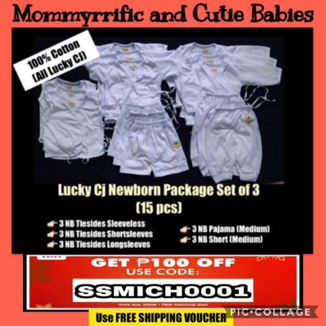 Lucky CJ Newborn Package Set of 3 (100% cotton) | Shopee Philippines