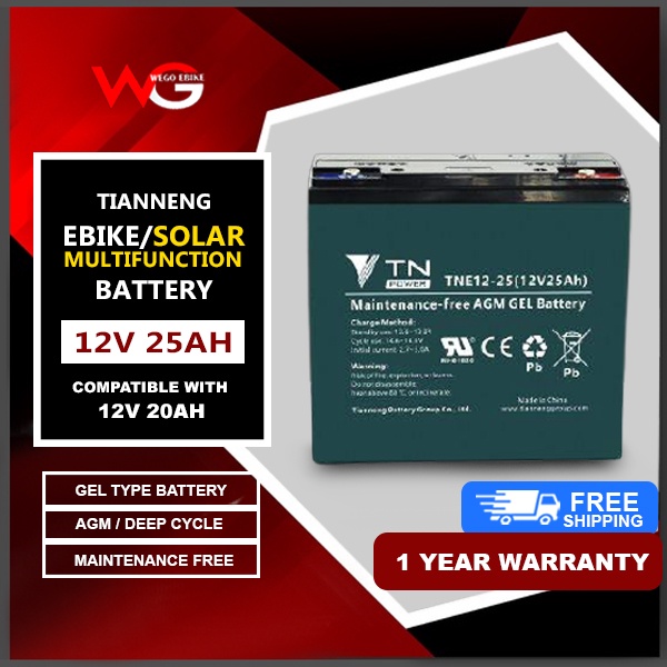 1 pc. Ebike Battery 12V 25ah Maintenance Free AGM GEL Battery TNE12-25 ...