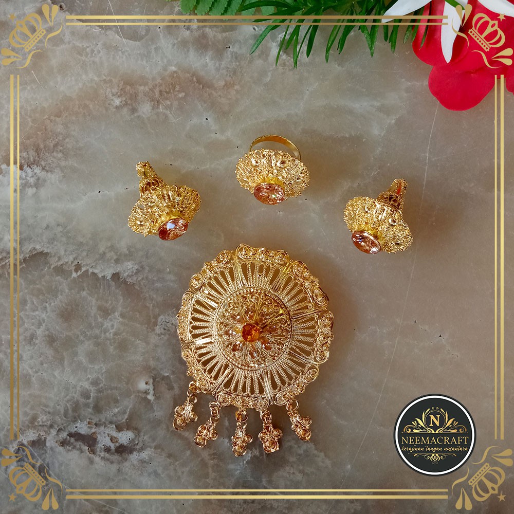 Bali Alpaka Brooch Set Peach Original Sirkon Eyes | Bali Alpaca Set ...