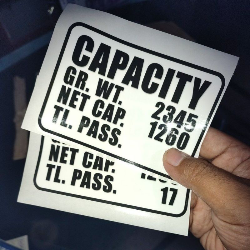 L300 FB EXCEED CAPACITY STICKER 2PCS WATER-PROOF VINYL NON-FADING ...