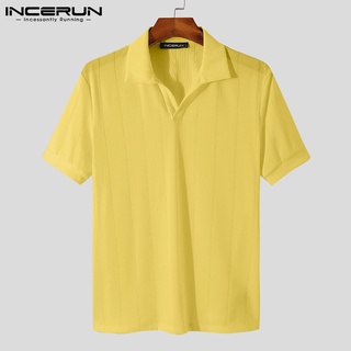 INCERUN Men 6 Colors Simple Style Casual Short Sleeve Lapel Collar Polo ...
