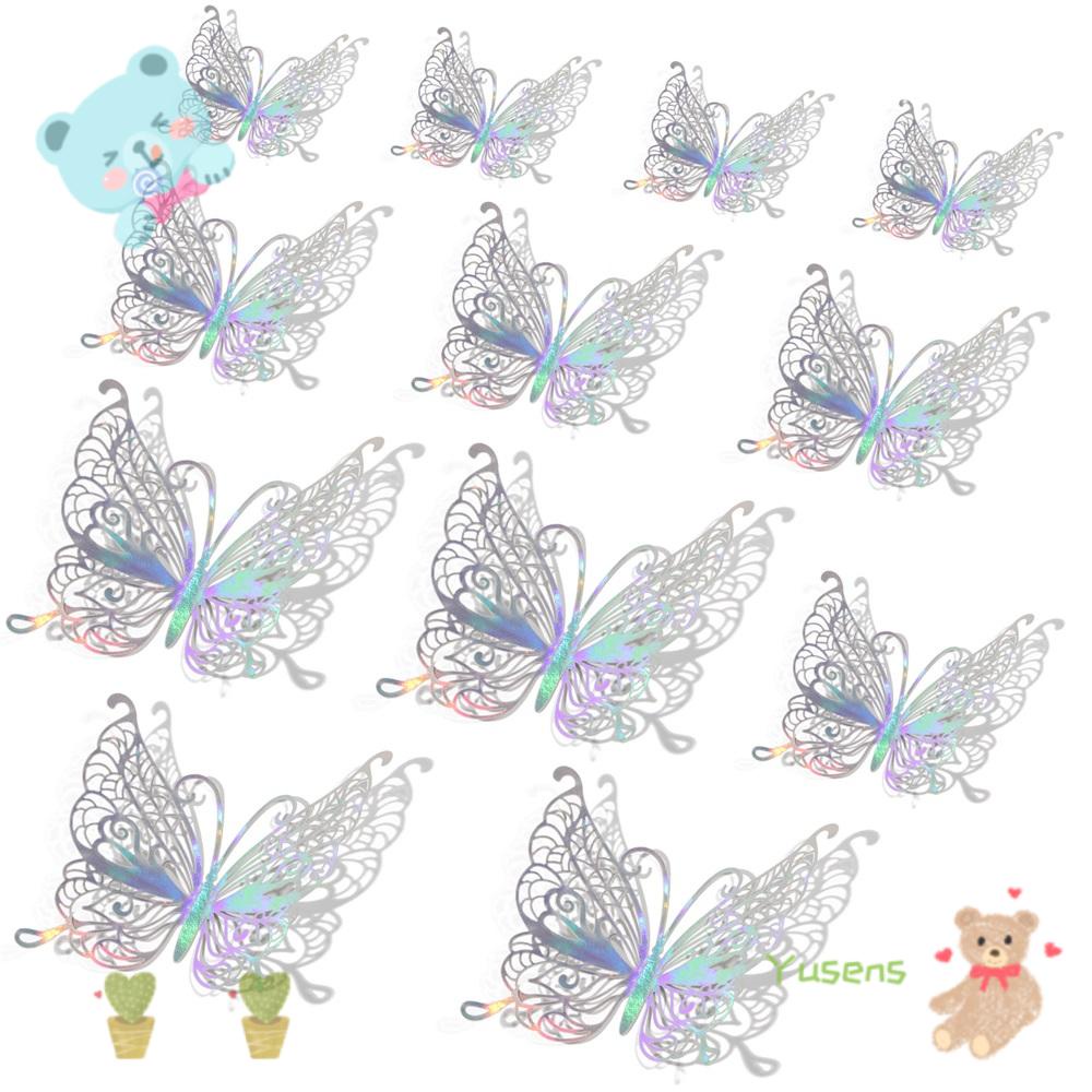 YUSENS 12PCS/Pack DIY Hollow Butterflies Decals Party Supplies Mirage ...