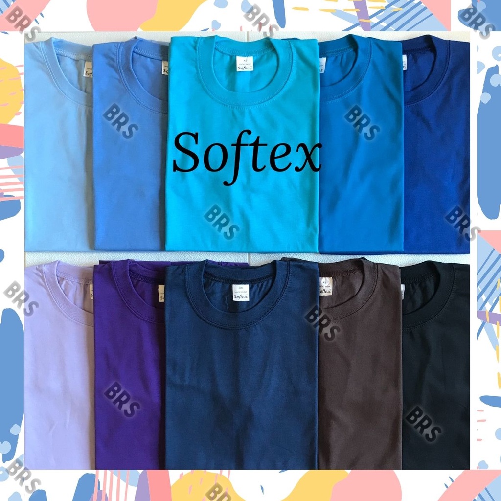 SOFTEX Plain Round Neck Shirt light sky aqua blue royal violet brown ...