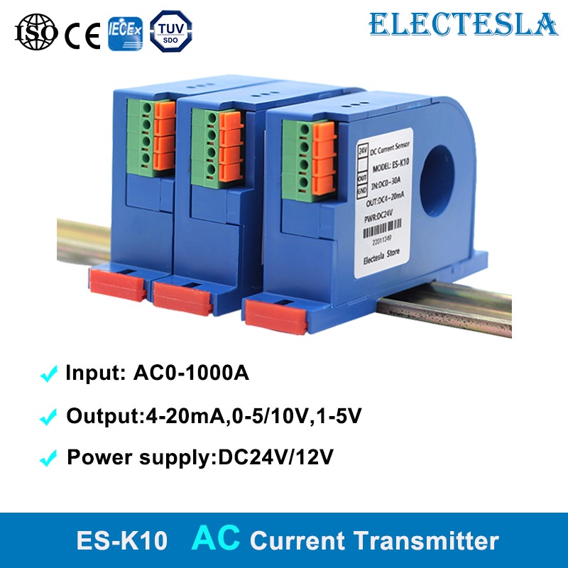 ES-K10 AC Hall Current Transmitter 0-1000A Sensor Closed Loop Hall ...