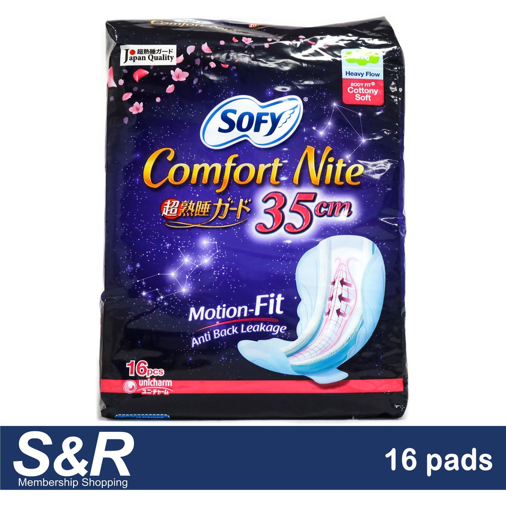 Sofy Comfort Nite Motion-Fit with Wings Sanitary Napkin 35 cm x 16 ...